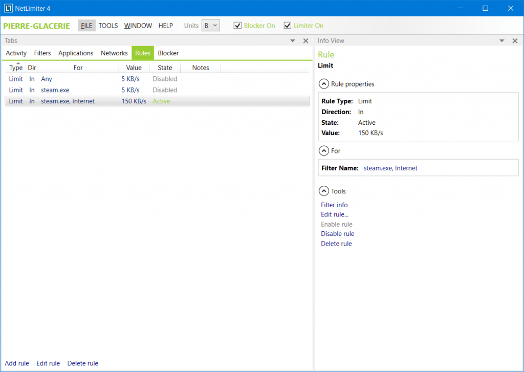 Windows : limiter la bande passante d’une application avec NetLimiter ...