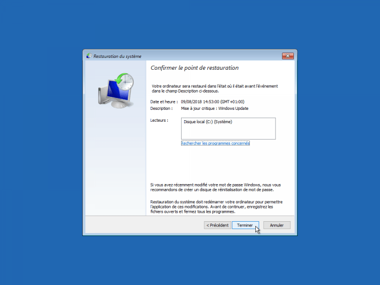 Restaurer son PC à partir d’un point de restauration sur Windows [11 ...