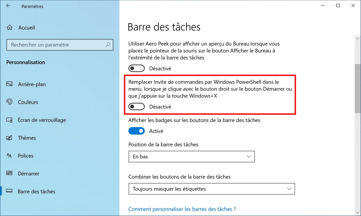 Remplacer PowerShell par l’invite de commandes (cmd) dans Windows 10 ...