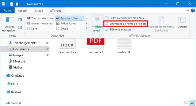 Afficher les extensions de noms de fichiers dans Windows [10, 8, 7 ...