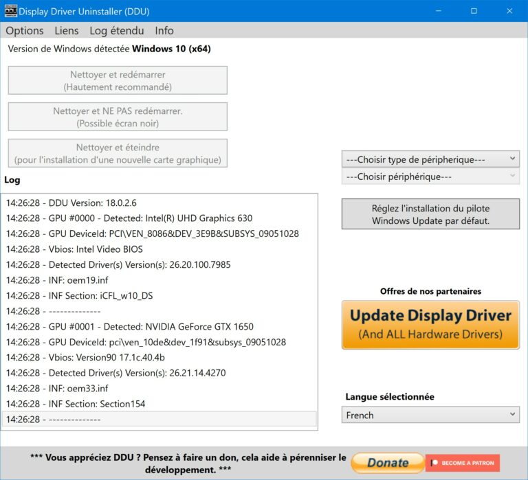 Réinstaller proprement le pilote de la carte graphique (NVIDIA, AMD, Intel) avec DDU – Le Crabe Info