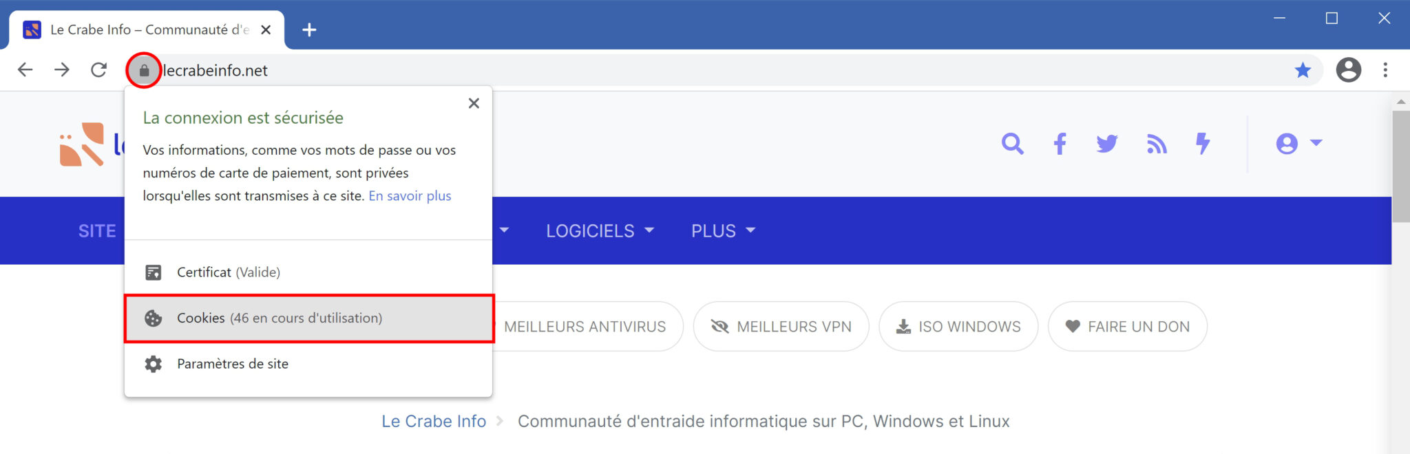 Google Chrome : afficher les cookies d’un site web – Le Crabe Info
