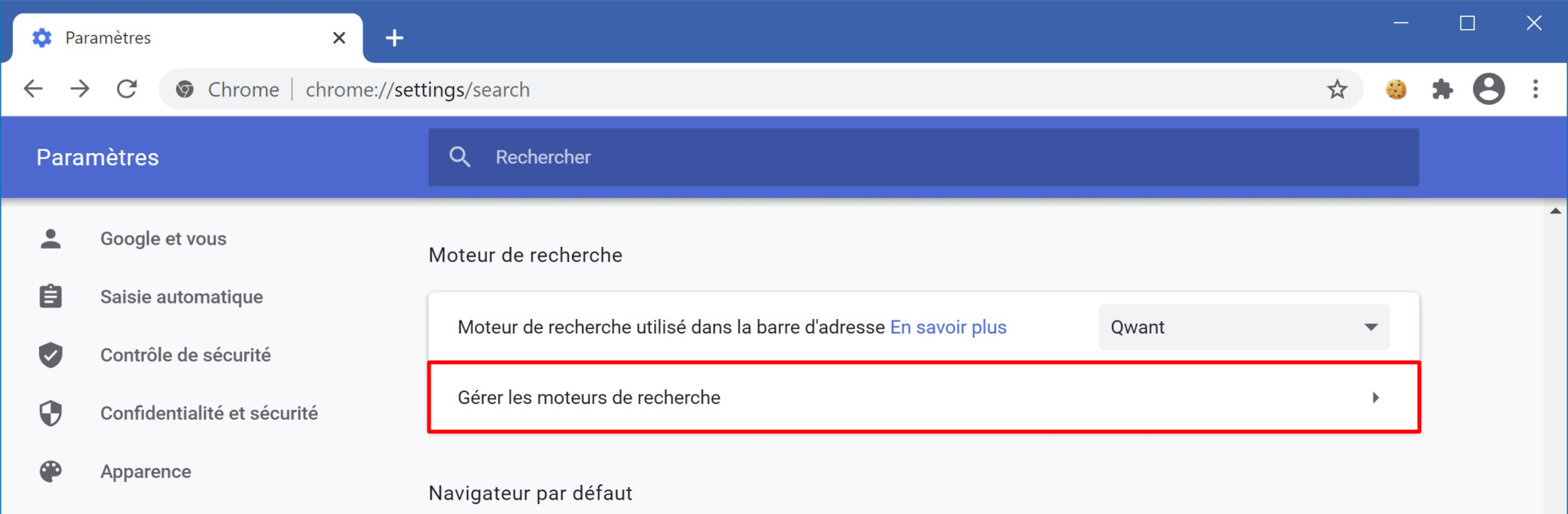 Google Chrome : changer le moteur de recherche – Le Crabe Info