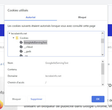 Google Chrome : afficher les cookies d’un site web – Le Crabe Info