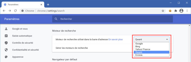 Google Chrome : changer le moteur de recherche – Le Crabe Info