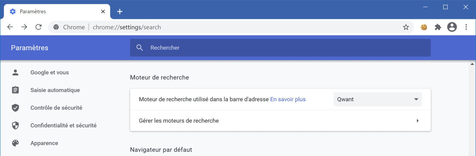 Google Chrome : changer le moteur de recherche – Le Crabe Info