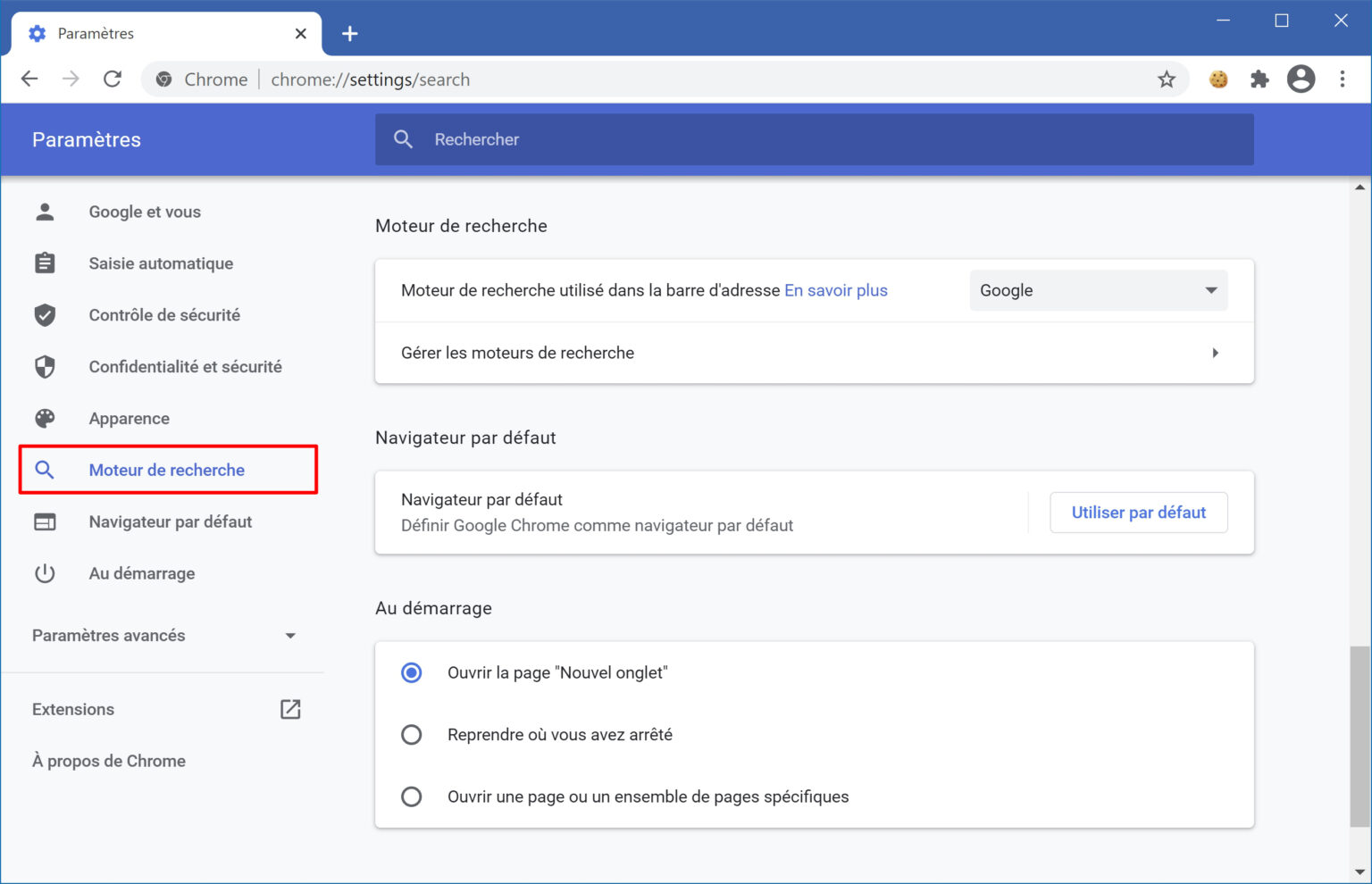 Google Chrome : changer le moteur de recherche – Le Crabe Info