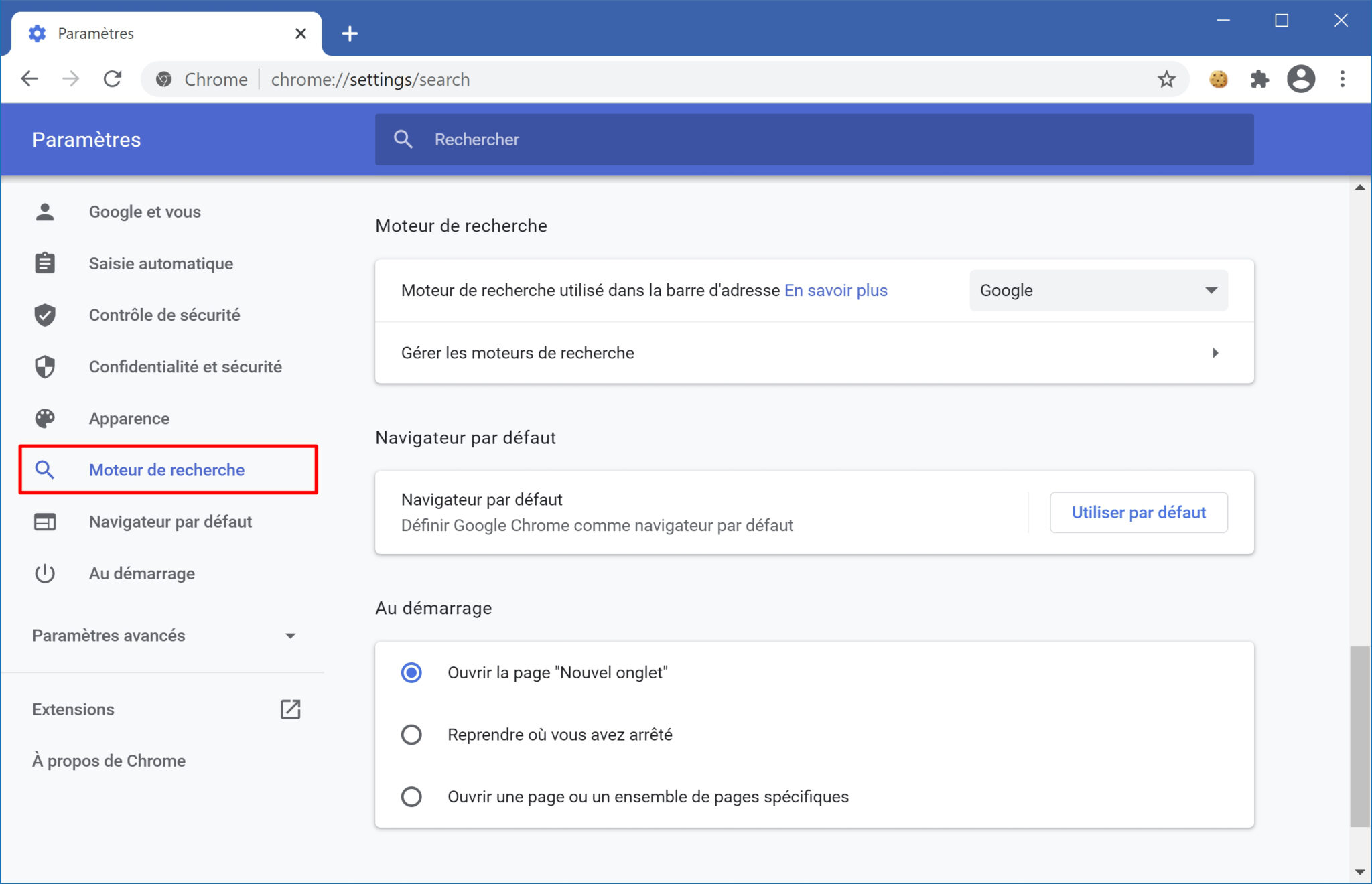 Google Chrome : changer le moteur de recherche – Le Crabe Info