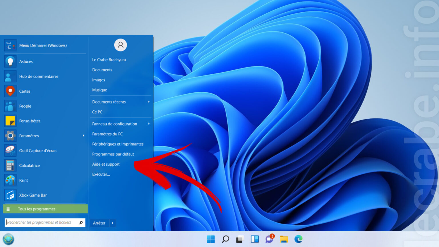 Windows 11 : ajouter des raccourcis dans le menu Démarrer – Le Crabe Info