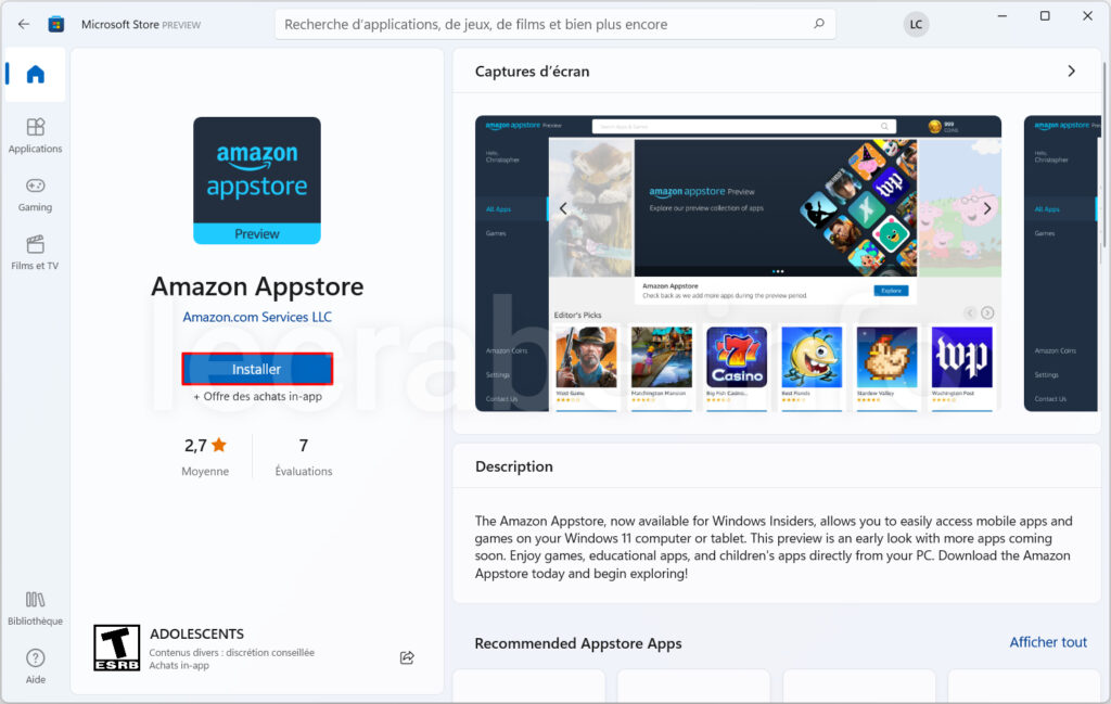 Windows 11 : installer l’Amazon Appstore (Android) – Le Crabe Info