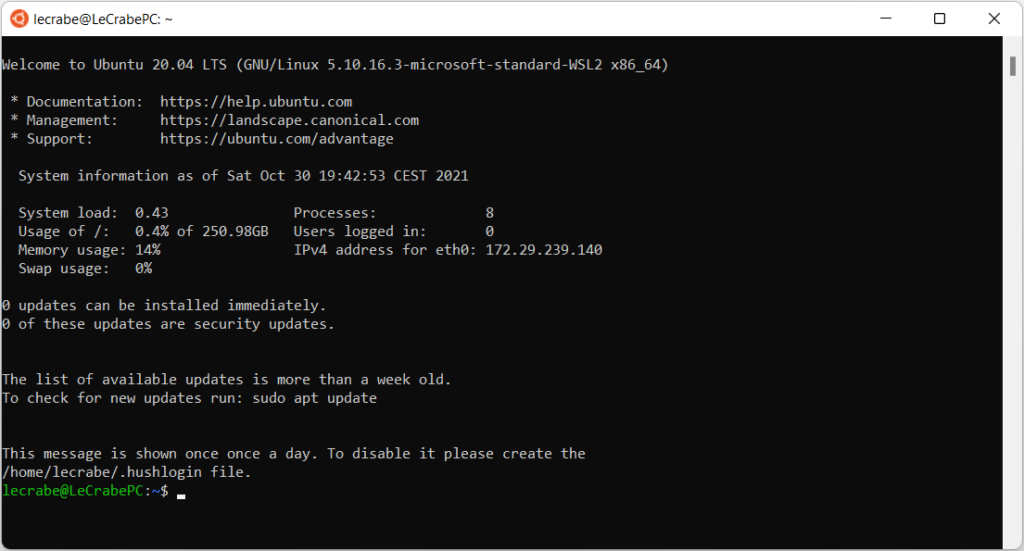 Windows 11 : installer WSL (Windows Subsystem for Linux) – Le Crabe Info