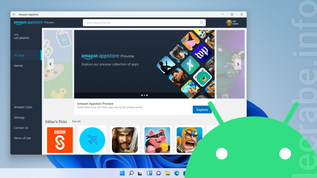 Windows 11 : installer l’Amazon Appstore (Android) – Le Crabe Info