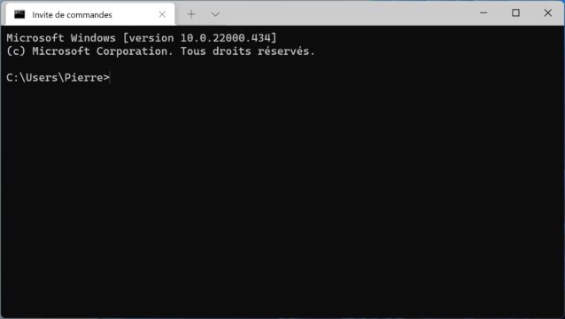 Ouvrir le Terminal Windows avec l'invitation de commandes par défaut