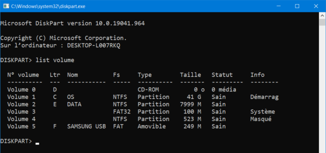 Lister les disques, les volumes et les partitions de disque sur Windows ...