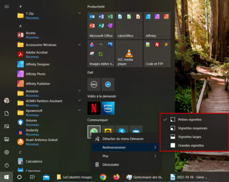Windows 10 : organiser le menu Démarrer et ses vignettes – Le Crabe Info