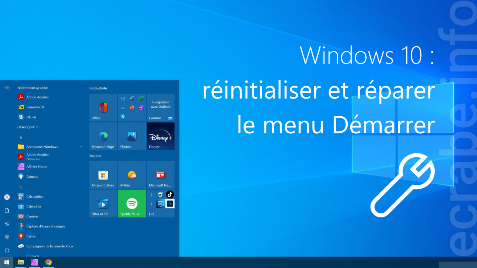 Windows 10 : réinitialiser et réparer le menu Démarrer – Le Crabe Info