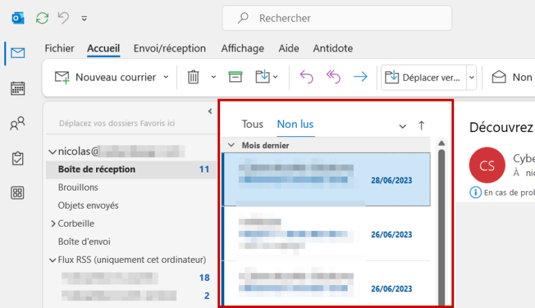 Outlook : afficher les messages non lus facilement – Le Crabe Info