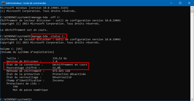 Désactiver BitLocker avec CMD sur Windows [10, 11] – Le Crabe Info