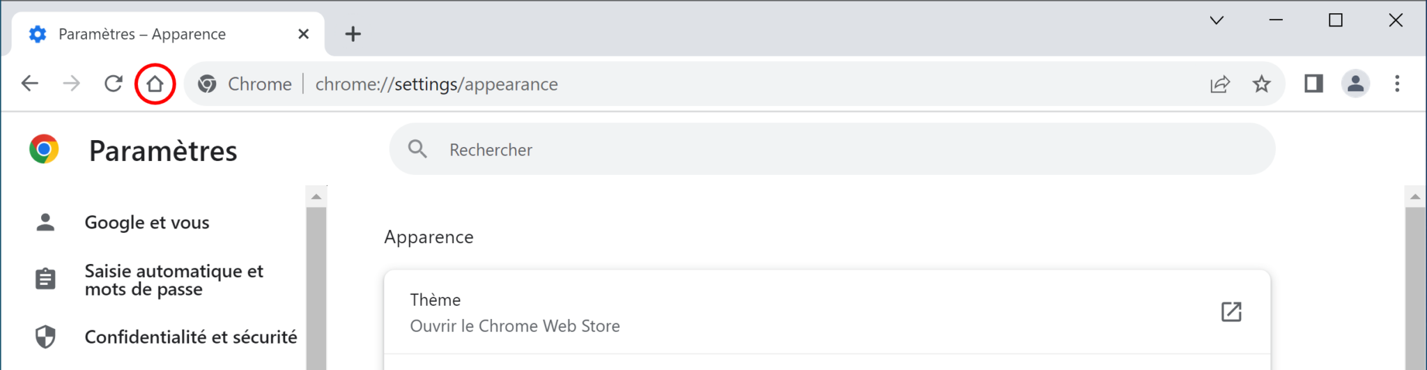Google Chrome : afficher le bouton Accueil – Le Crabe Info