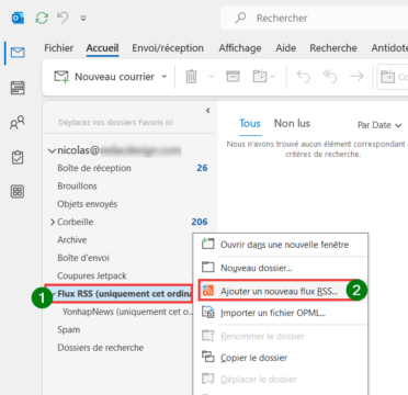 Outlook : ajouter un flux RSS facilement – Le Crabe Info