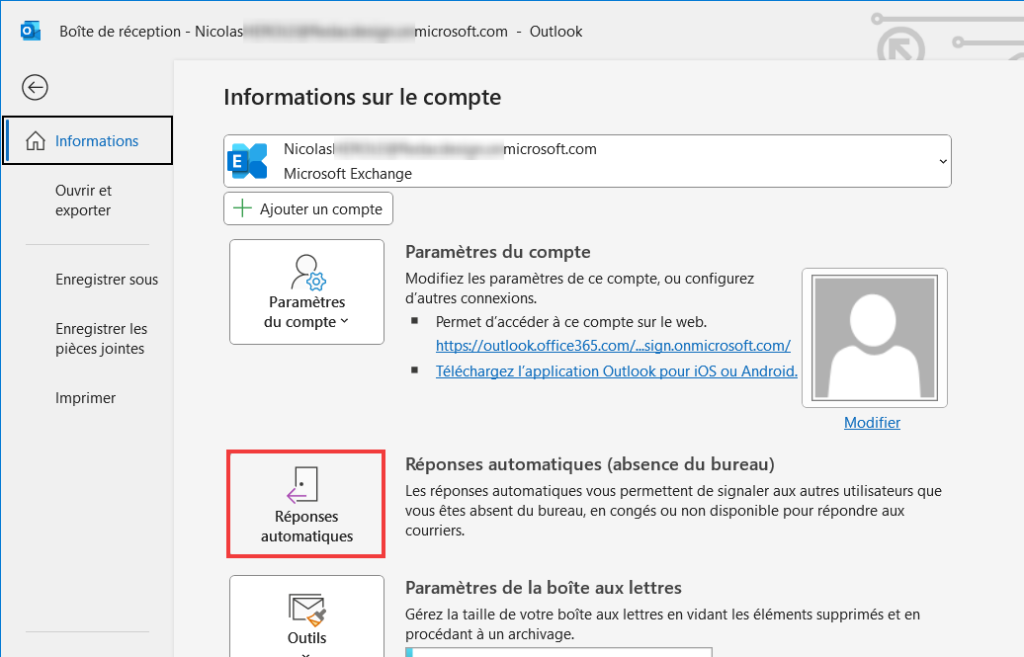 Outlook : configurer un message d’absence – Le Crabe Info