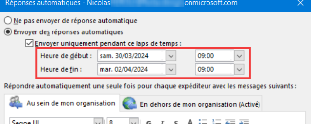 Outlook : configurer un message d’absence – Le Crabe Info