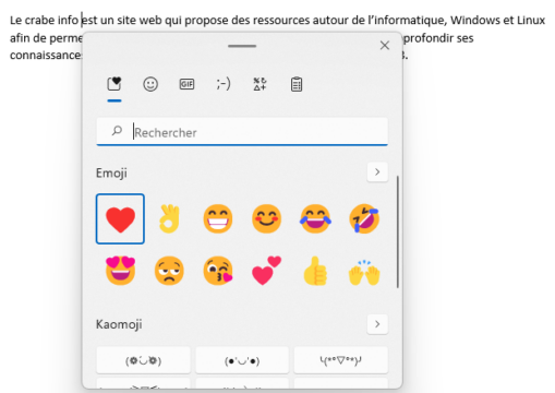 Windows 11 : comment ouvrir le clavier des émojis ? – Le Crabe Info