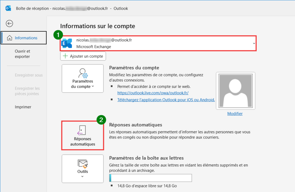 Outlook : programmer une réponse automatique – Le Crabe Info
