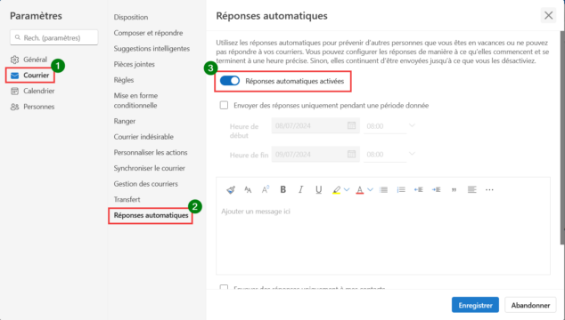 Outlook : programmer une réponse automatique – Le Crabe Info